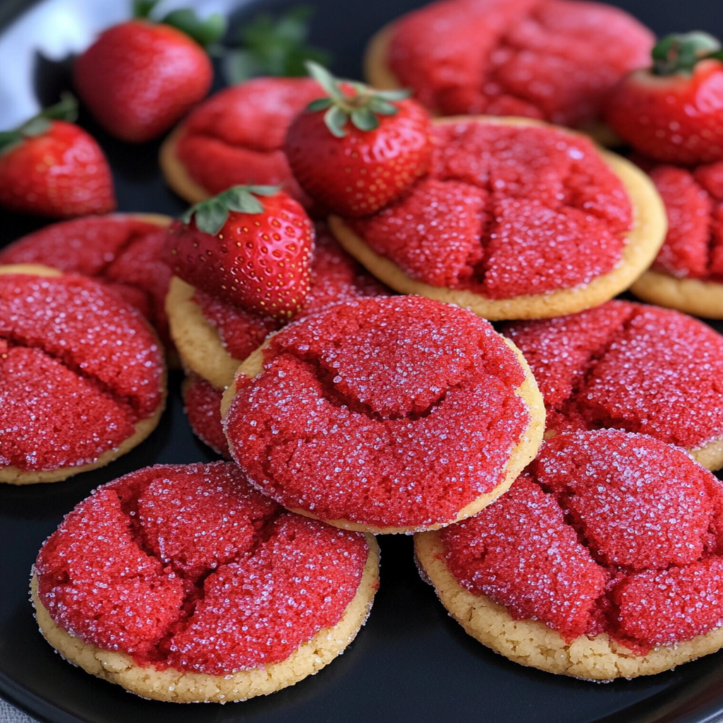 Strawberry Sugar Cookies with Sparkling Strawberry Sugar