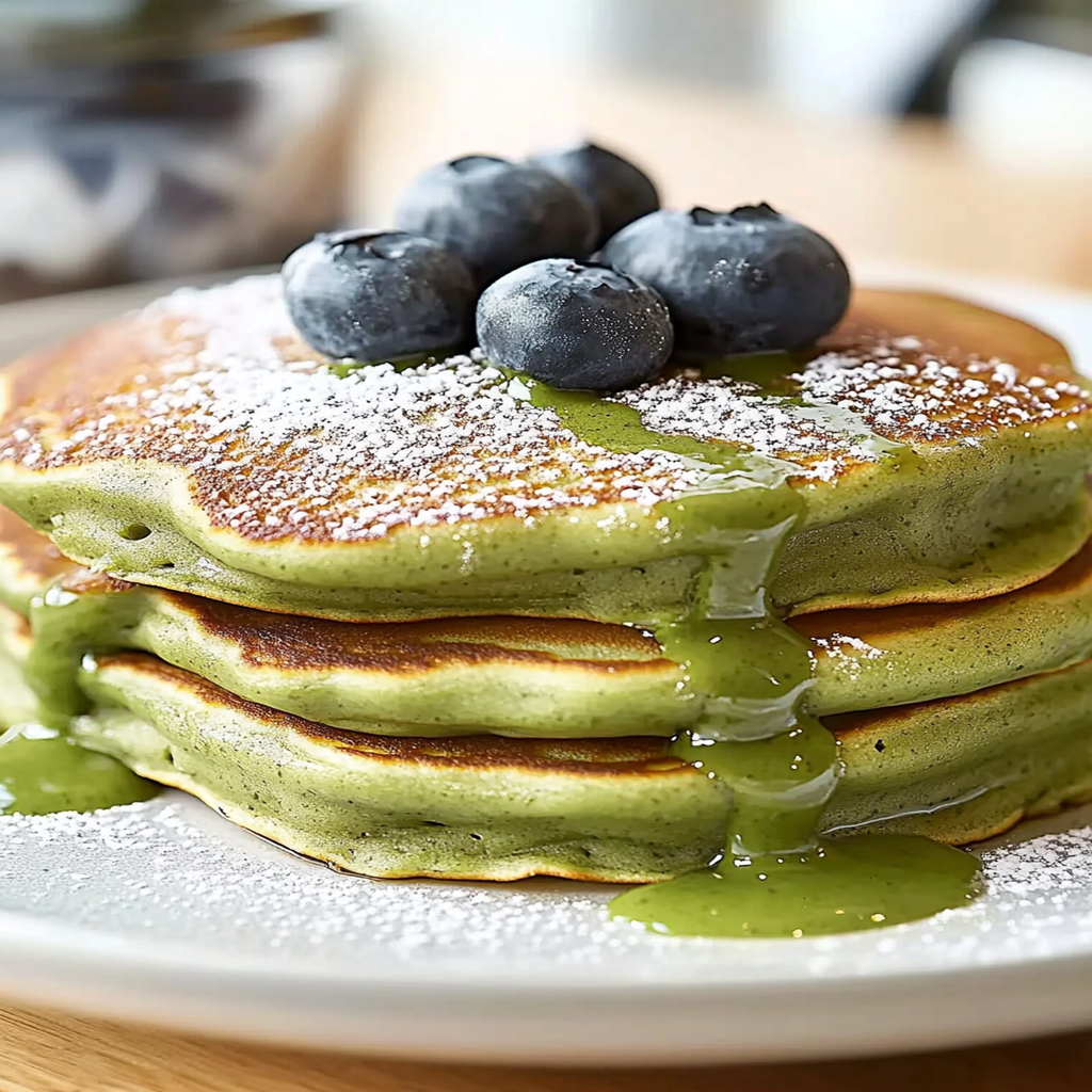 Fluffy Matcha Pancakes