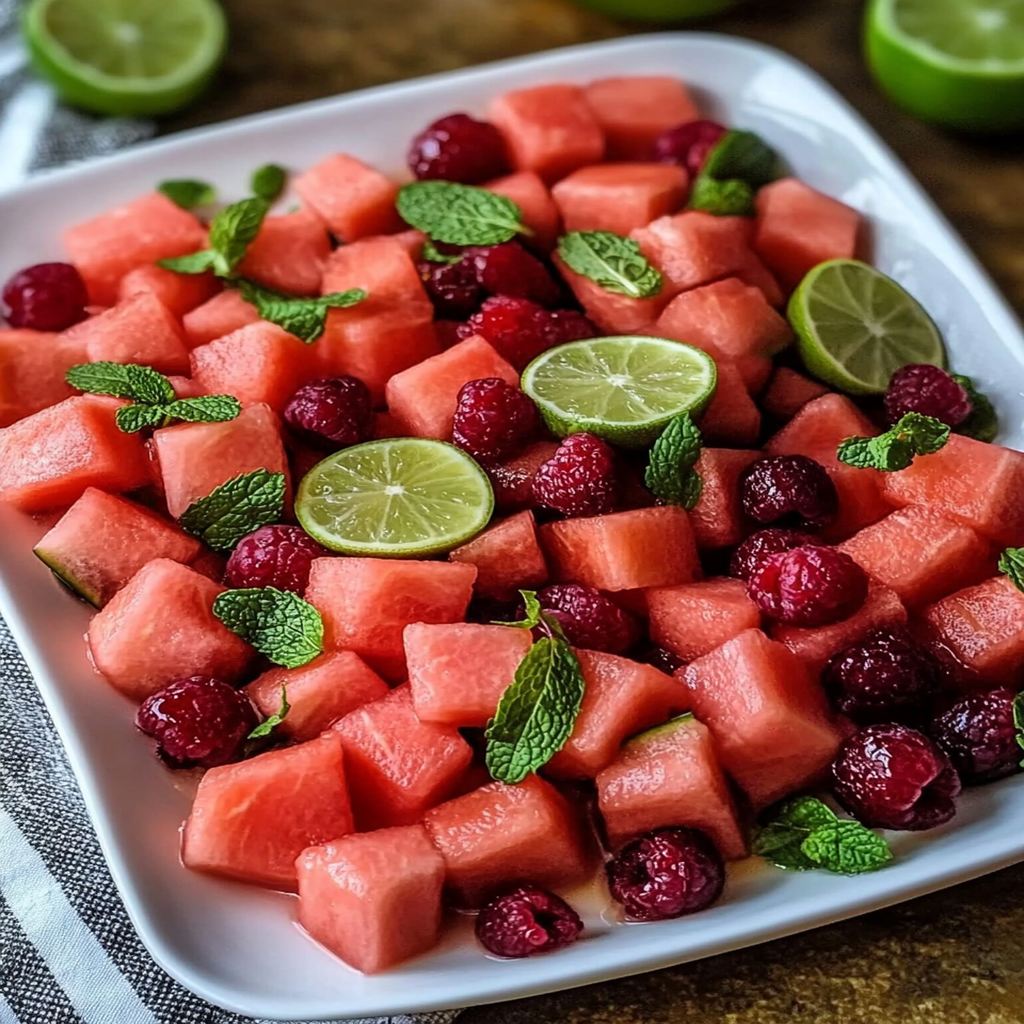 Easy Keto Watermelon Fruit Salad with Lime Mint Dressing