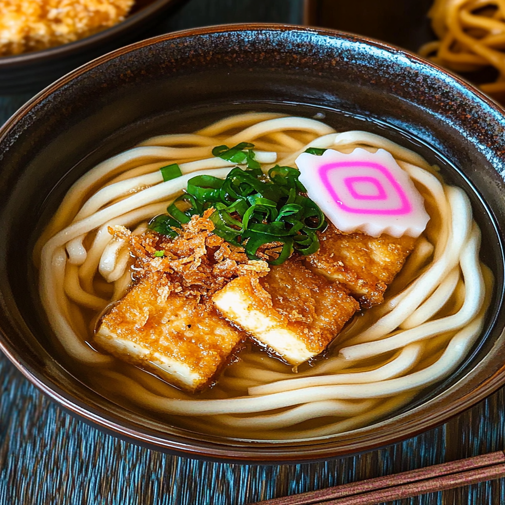 Kitsune Udon (Udon with Sweet Fried Tofu)