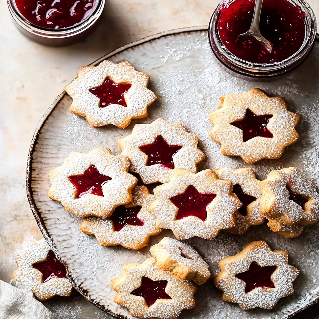 Linzer Cookies with Raspberry Jam