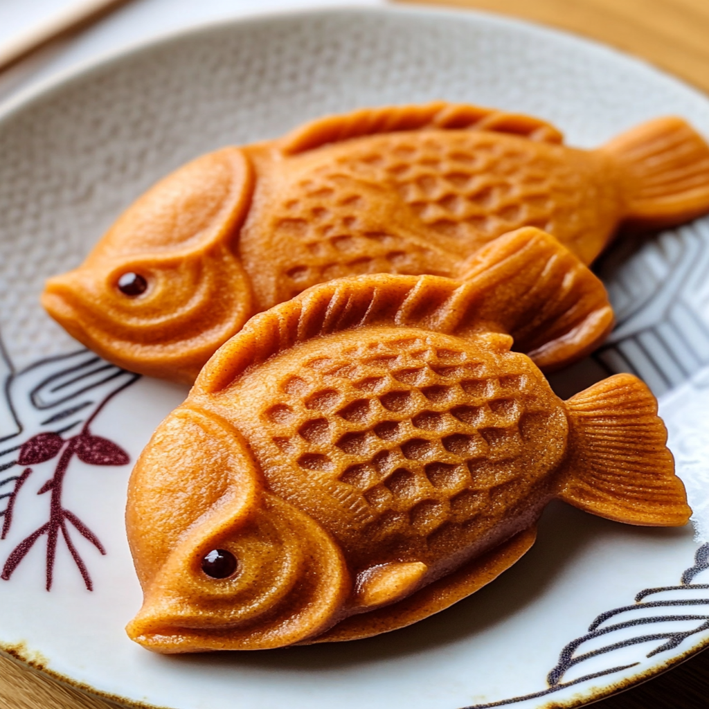 Taiyaki (Fish-Shaped Custard or Red Bean Pastry)